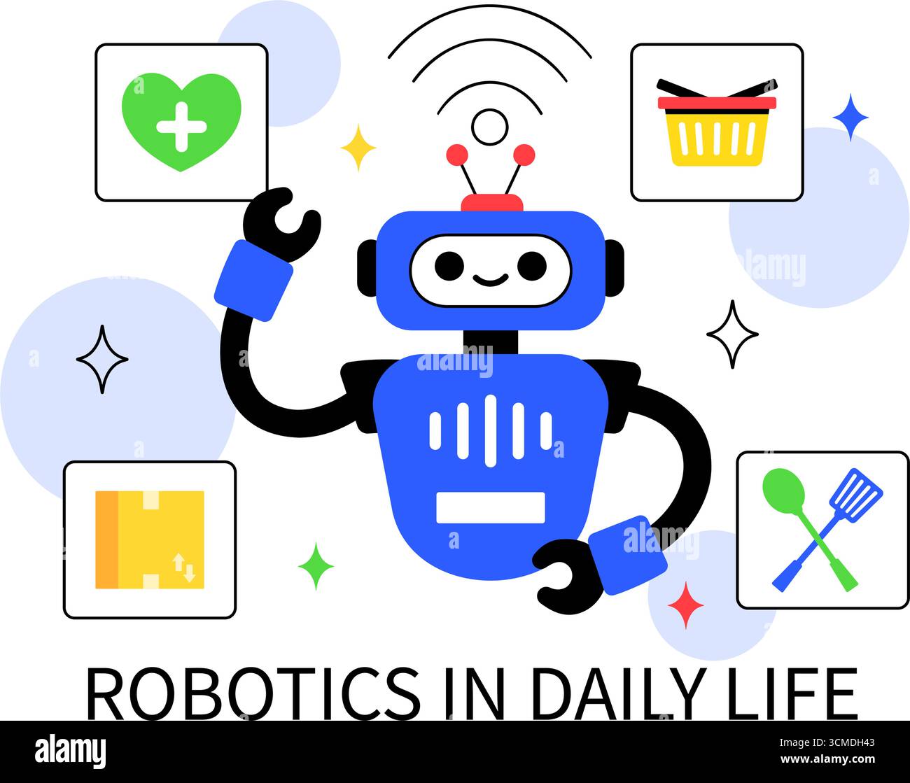 Robotics in Daily Life Vector Illustration featuring Robots and ...