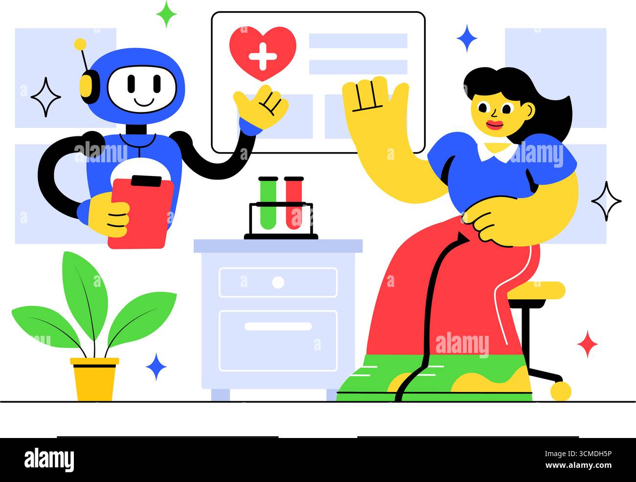 Robotics in Daily Life Vector Illustration featuring Robots and ...