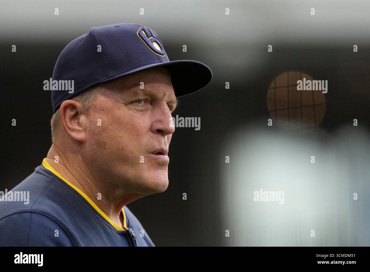 Milwaukee Brewers manager Pat Murphy looks on during a baseball game ...