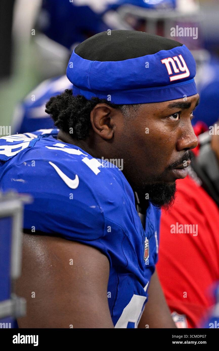 New York Giants defensive tackle Darius Alexander (91) looks on from ...
