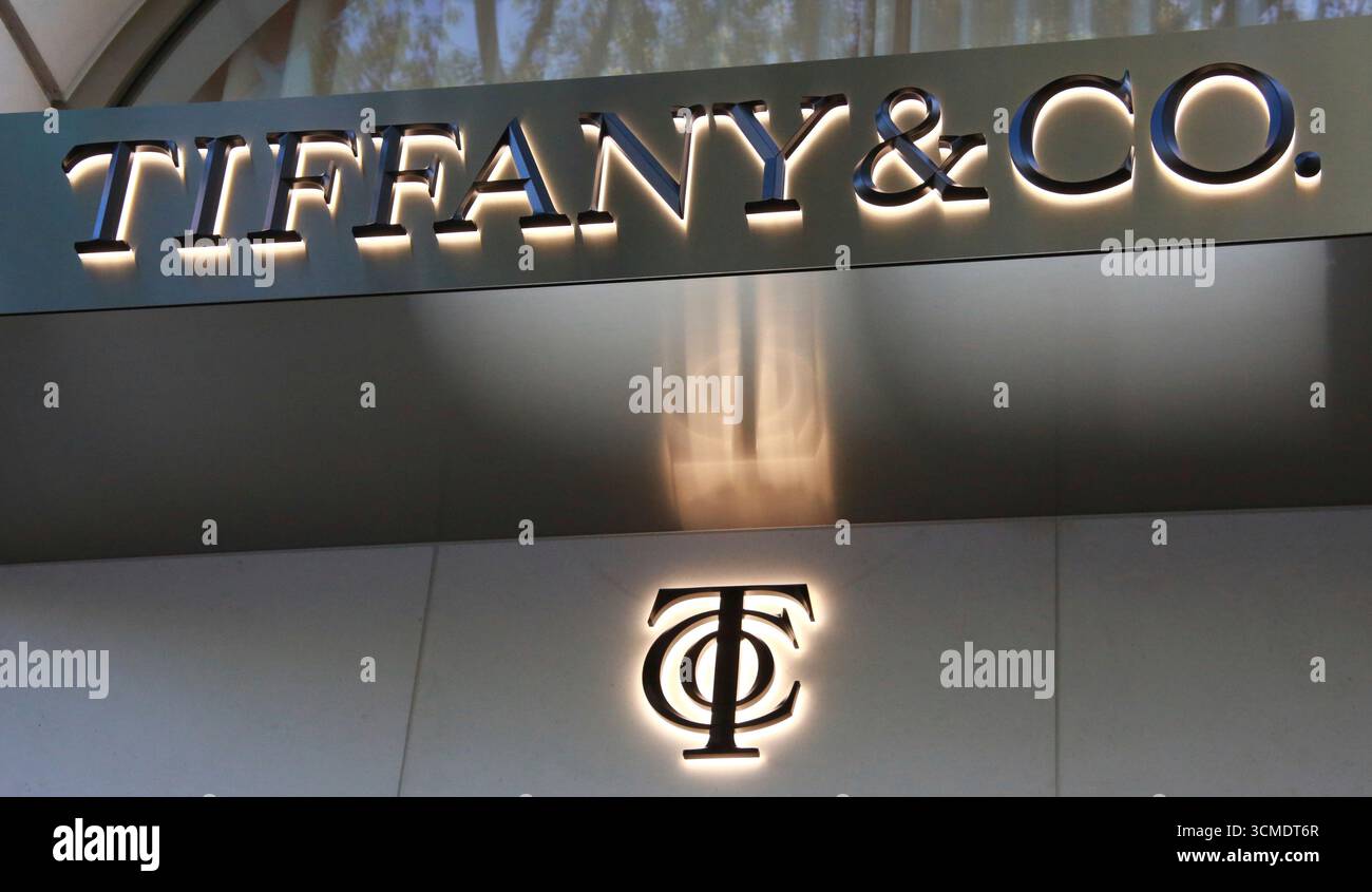 The trademark of Tiffany is seen in Minato Ward, Tokyo on September 13 ...