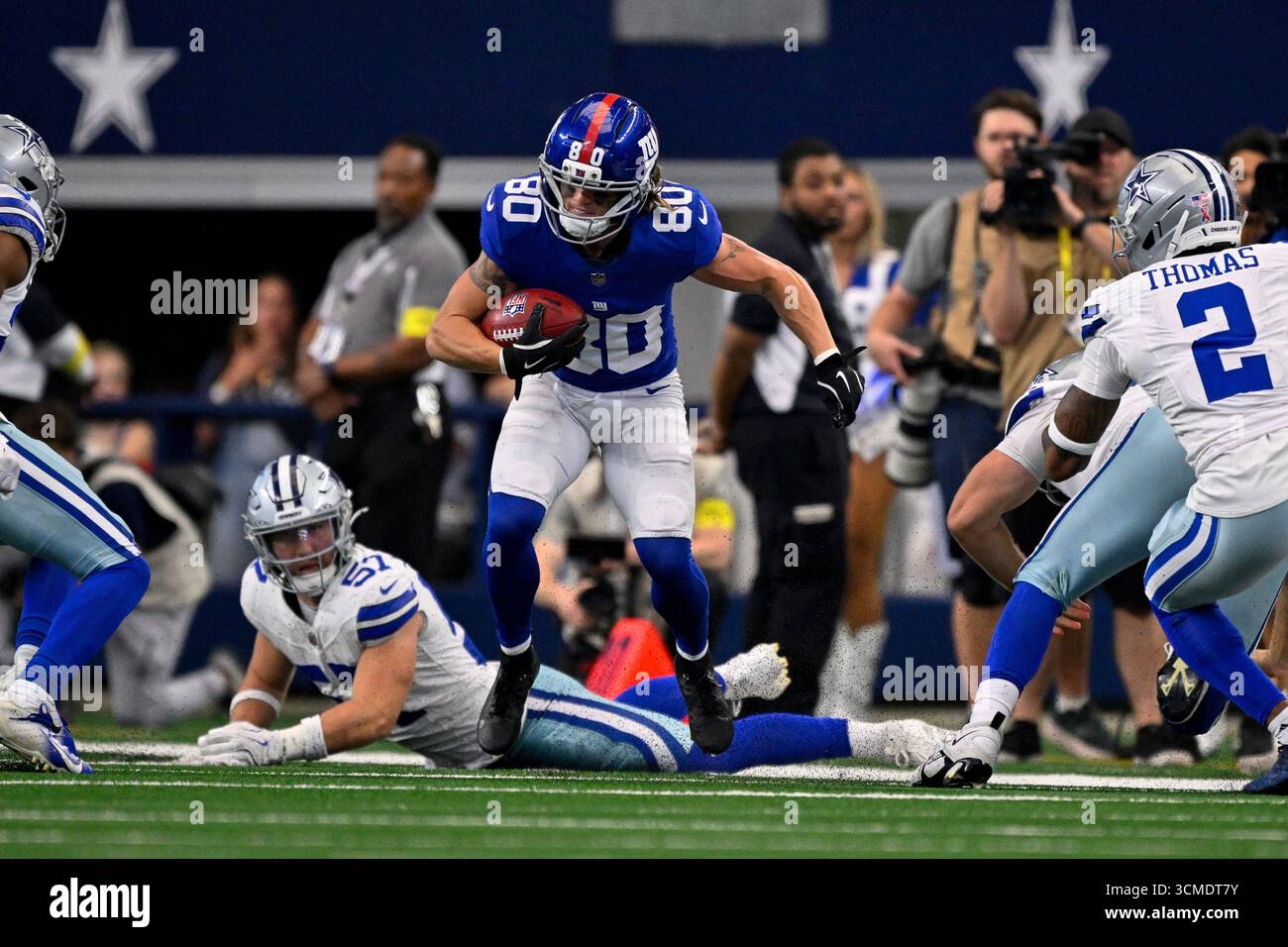 New York Giants wide receiver Gunner Olszewski (80) returns a punt past ...
