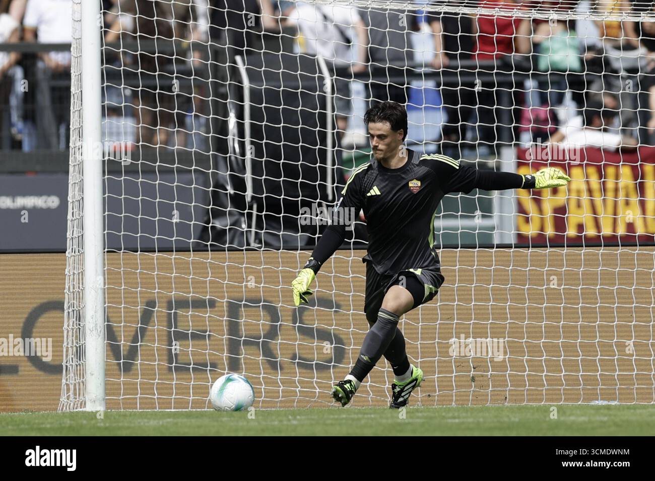 Roma's Belgian goalkeeper Mile Svilar controls the ball during the ...