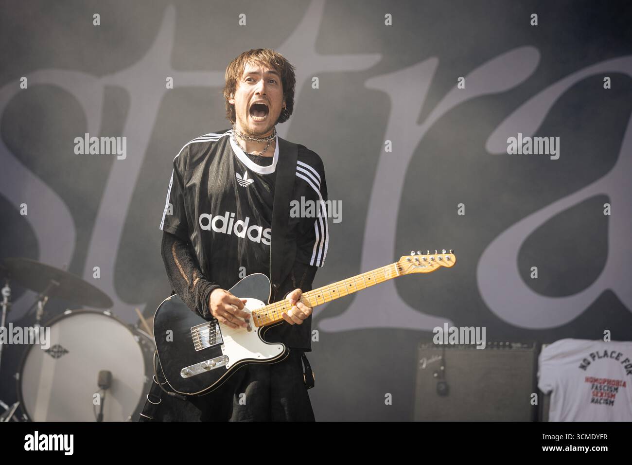 Julien Peultier, guitarist of the french rock band Last Train, performs ...