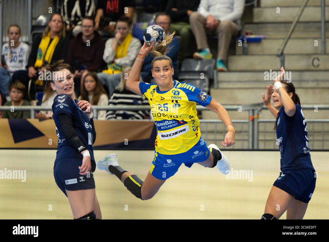 Anniken Obaidli (25 Storhamar) shoots the ball during the EHF Champions League handball game ...