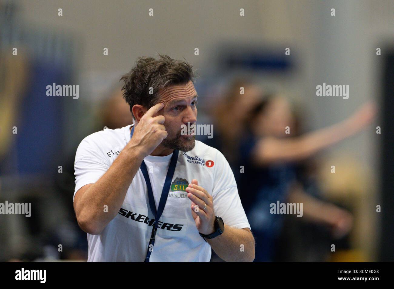Head coach of Storhamar, Finn Kenneth Gabrielsen are seen during the EHF Champions League ...
