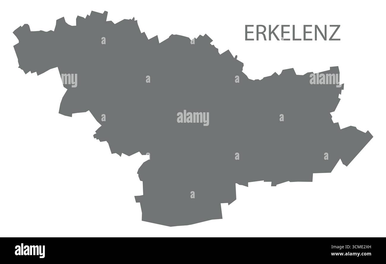 Erkelenz city map with boroughs grey illustration silhouette shape ...