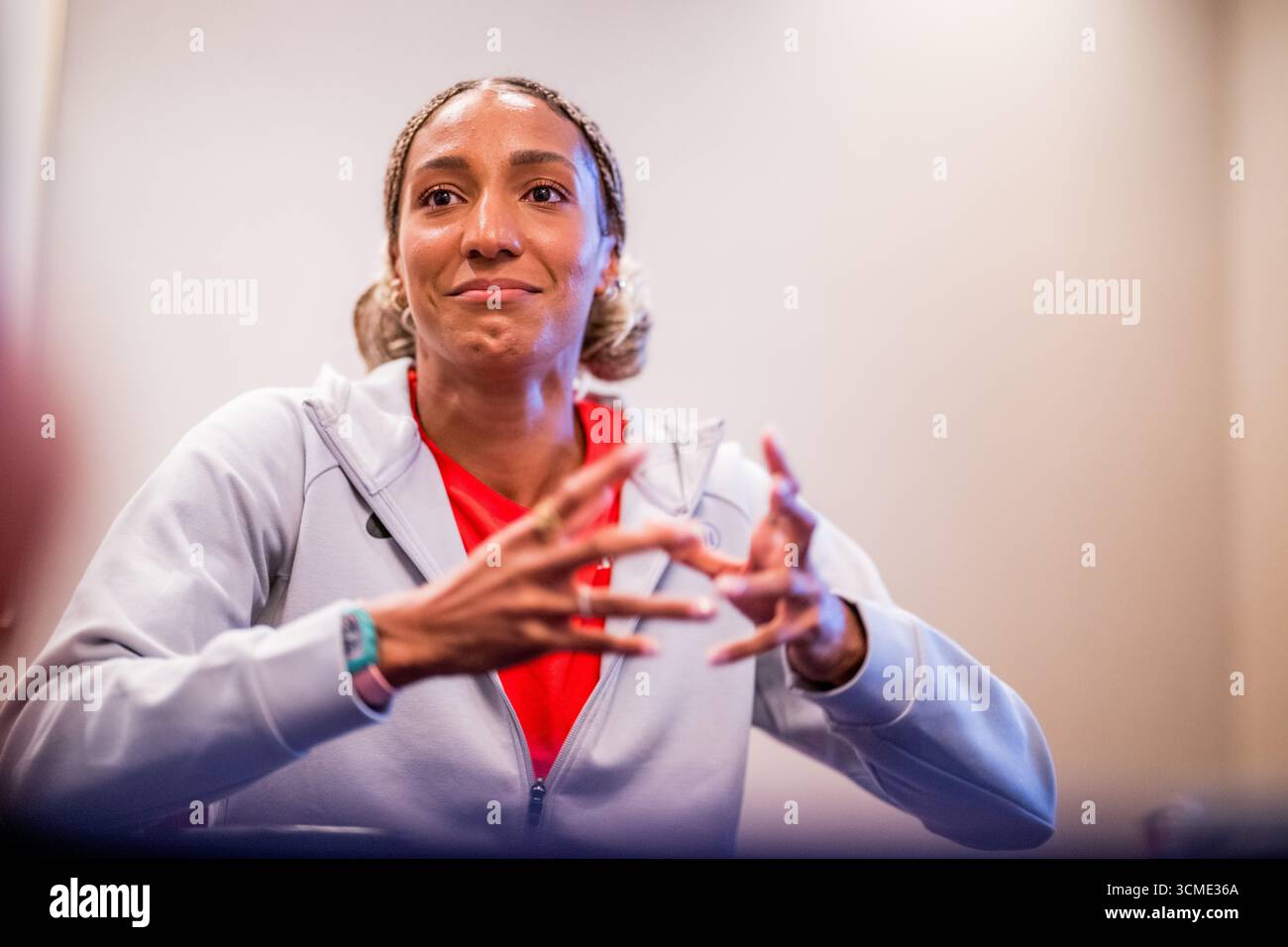 Belgian Nafissatou Nafi Thiam pictured during a press conference at the ...
