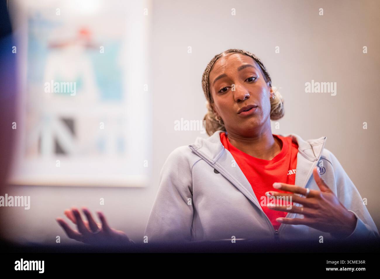 Belgian Nafissatou Nafi Thiam pictured during a press conference at the ...