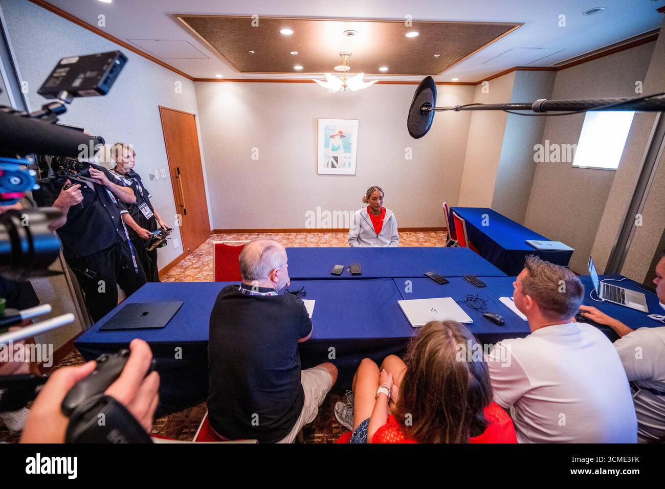 Belgian Nafissatou Nafi Thiam pictured during a press conference at the ...