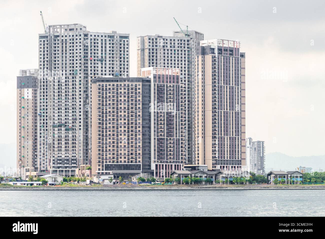 Buildings under construction at the Mandani Bay, a mixed-use commercial waterfront development ...