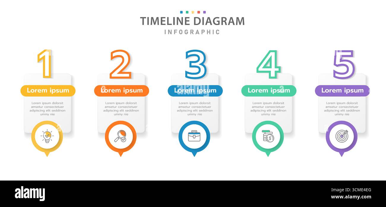 Infographic template for business. 5 Steps Modern Timeline diagram with ...