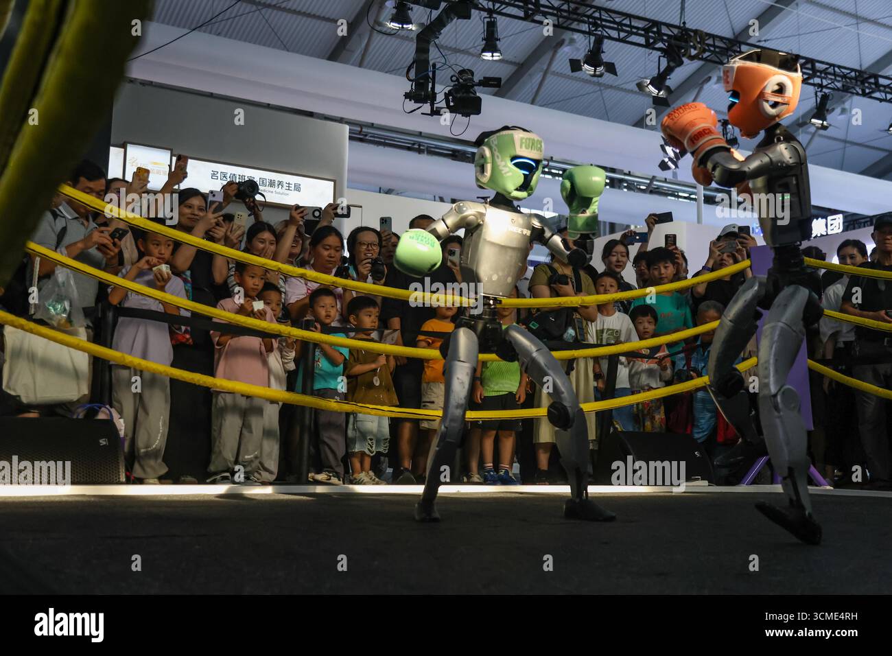 A robot boxing competition captivates visitors during the 2025 ...