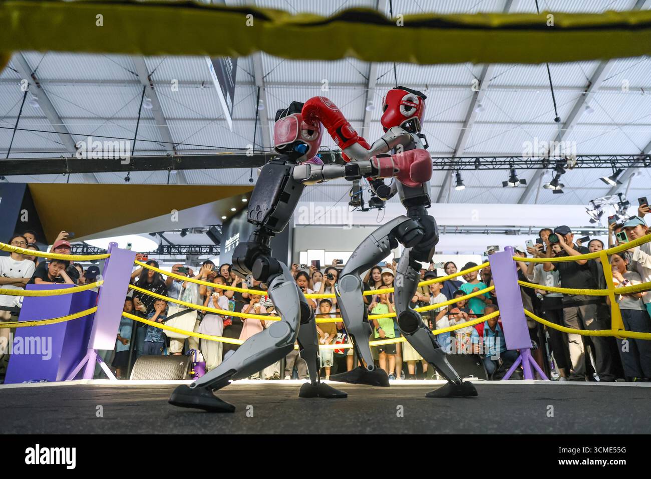 A robot boxing competition captivates visitors during the 2025 ...