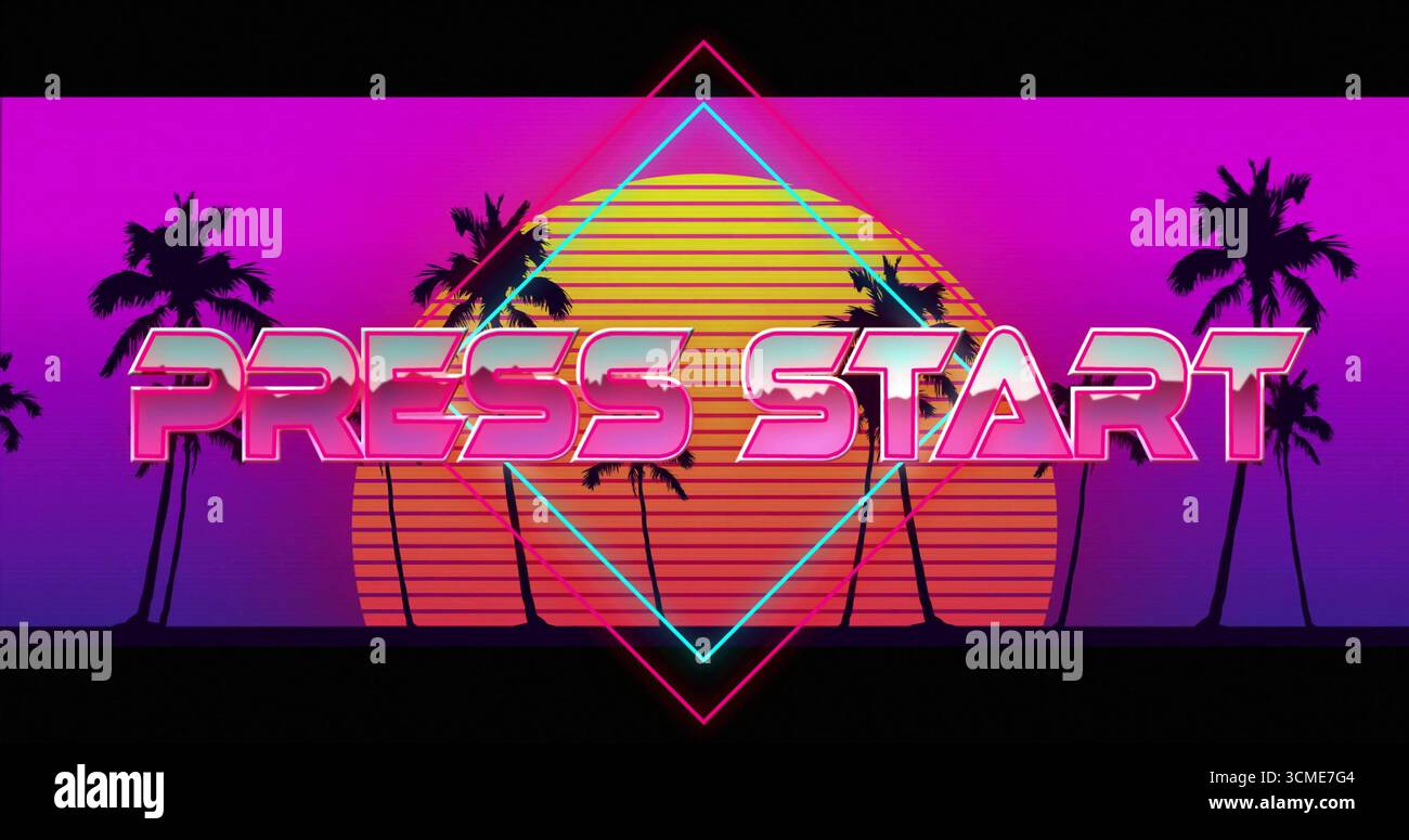 Neon palm tree silhouette glowing hi-res stock photography and images ...