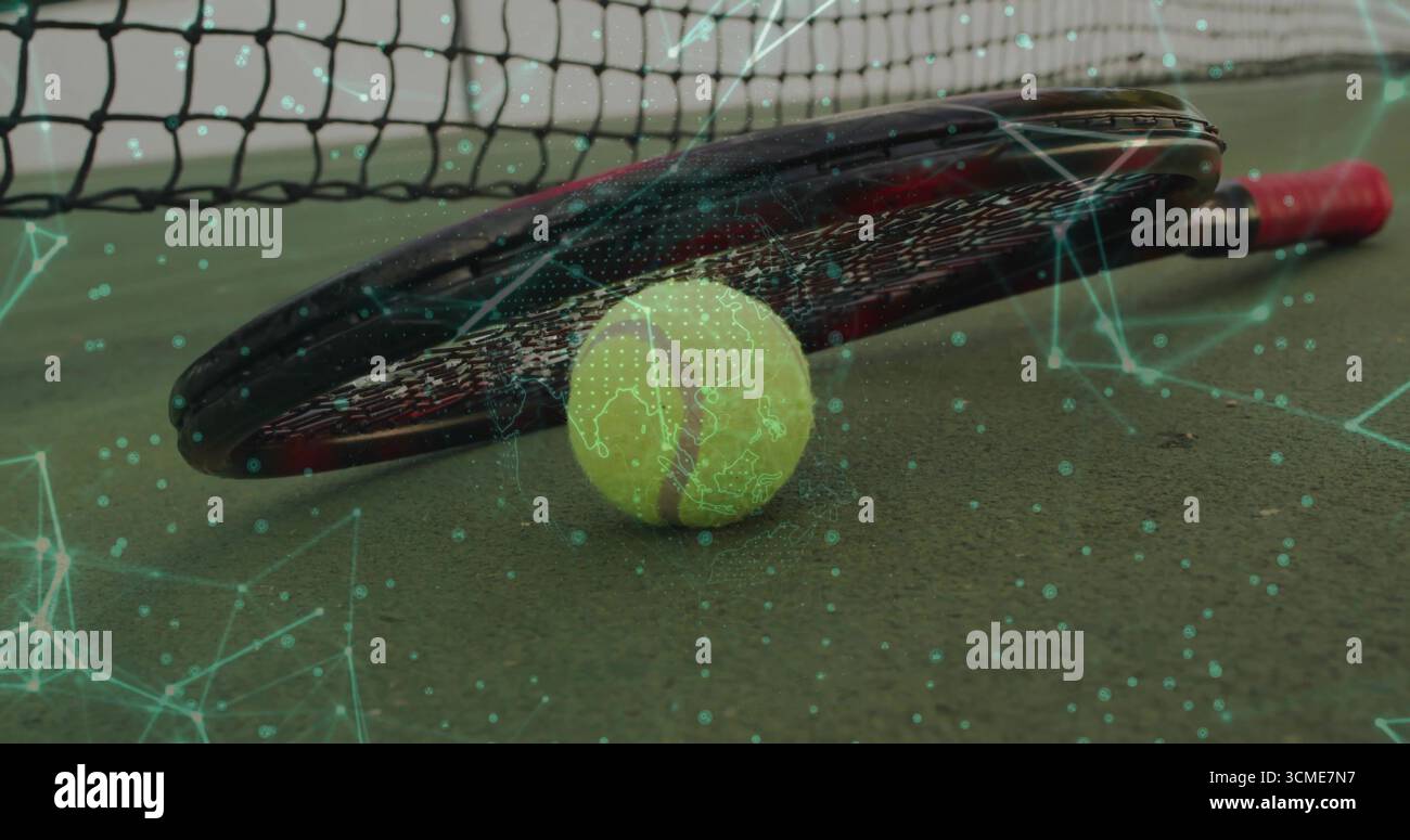 Tennis ball showing digital network hi-res stock photography and images ...