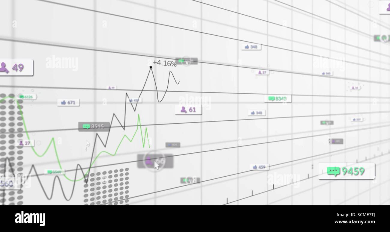 Animating green data visualization over hi-res stock photography and images - Alamy