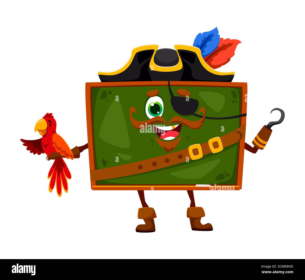 Cartoon blackboard school supply pirate and corsair character. Isolated ...