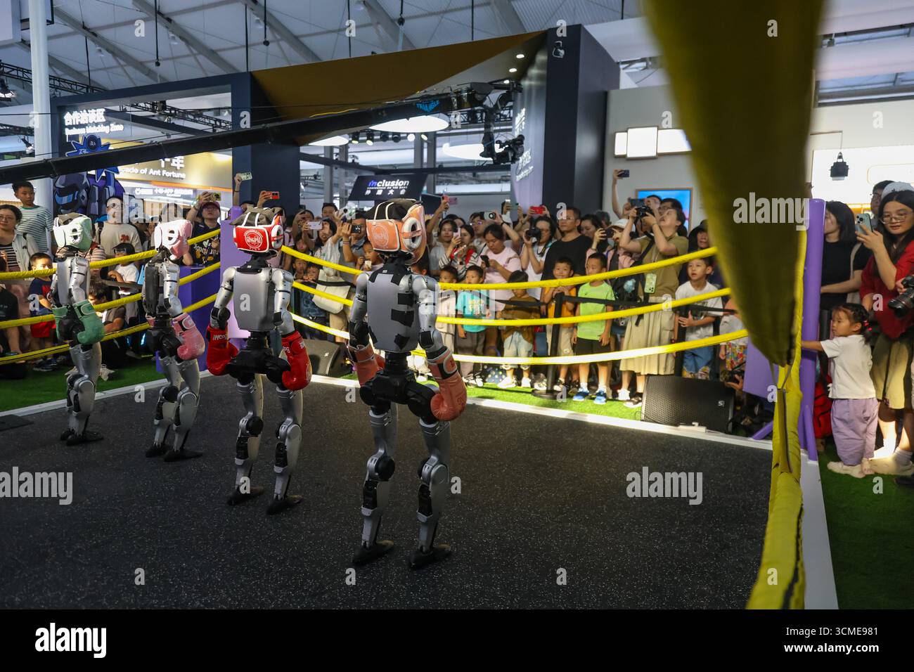 A robot boxing competition captivates visitors during the 2025 ...