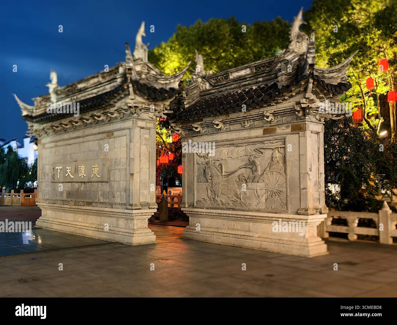 Night view of Meili ancient town in Wuxi City, east China's Jiangsu ...