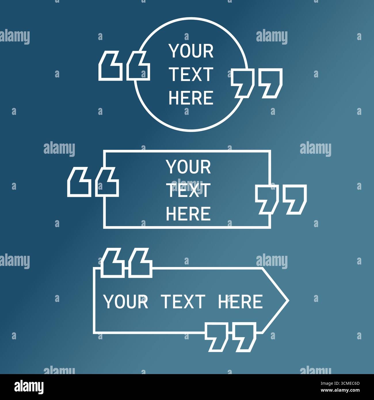 Three different text bubbles with different shapes and side quotation ...