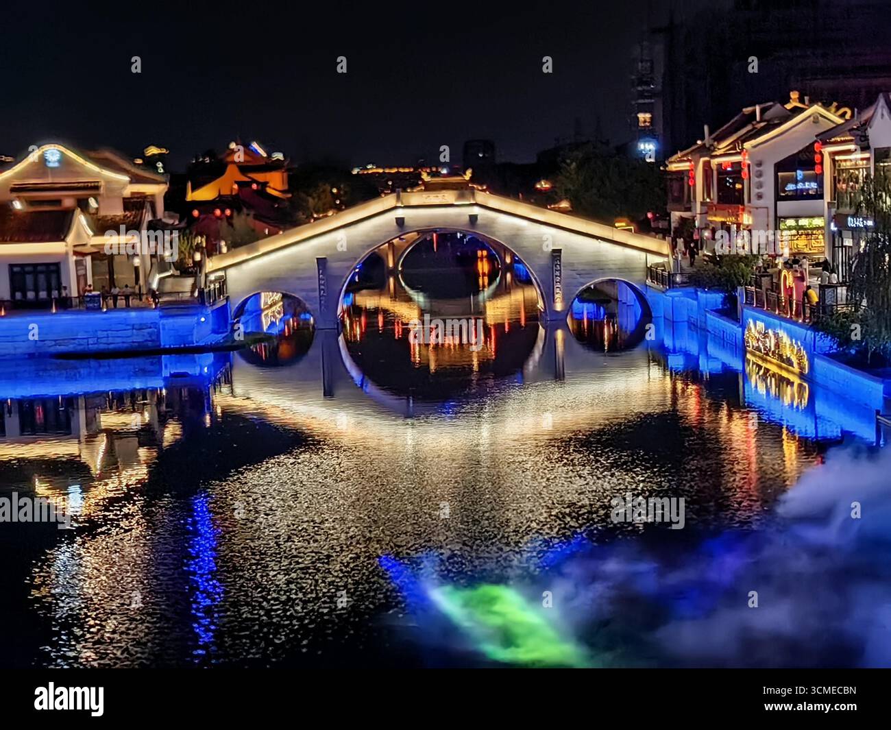Night view of Meili ancient town in Wuxi City, east China's Jiangsu Province, 12 September, 2025 ...