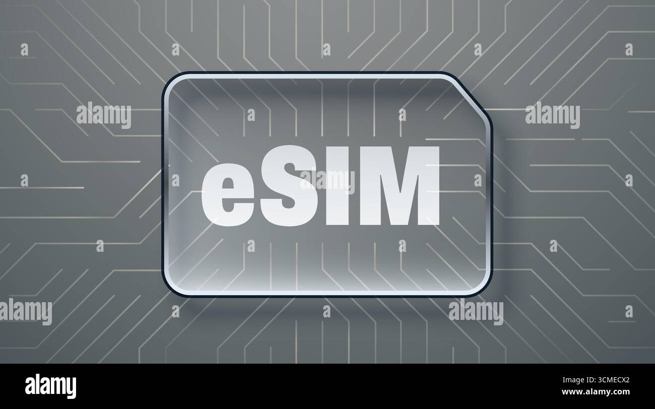 Glass sim card chip. Futuristic sim card or eSim symbol. Vector ...