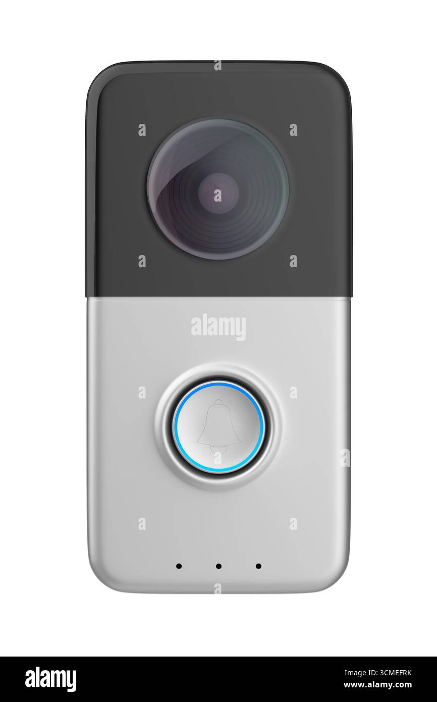Front view of smart video doorbell isolated on white background Stock ...