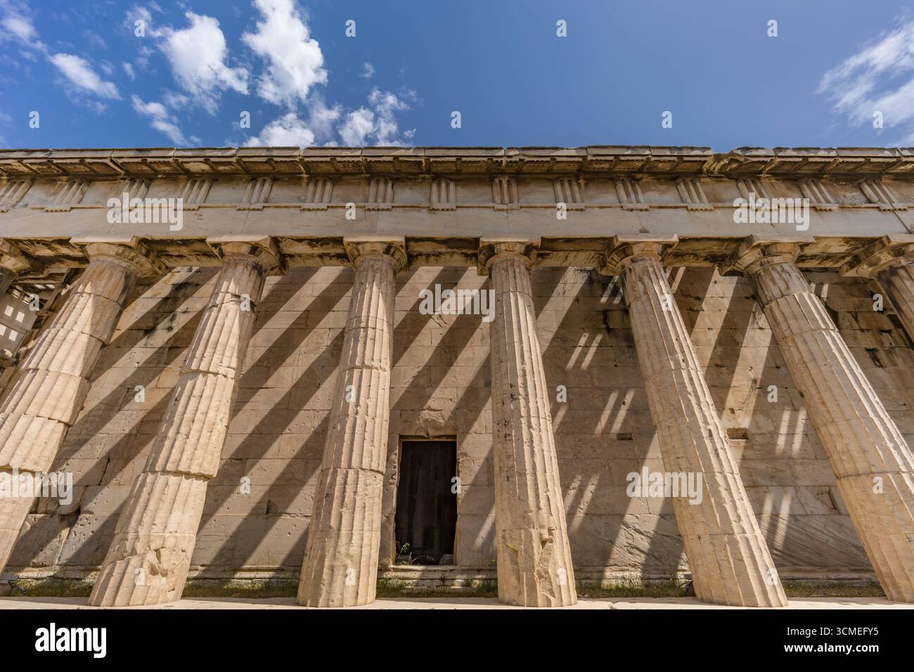 Oblique angle of the Temple of Hephaestus showing Doric colonnade and ...
