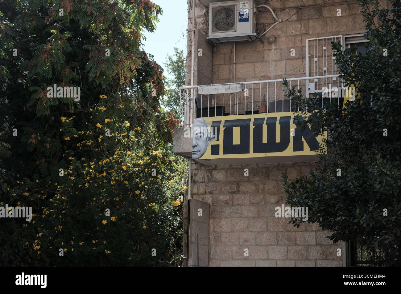 Jerusalem, Israel. 16th September, 2025. A banner of Netanyahu on a ...
