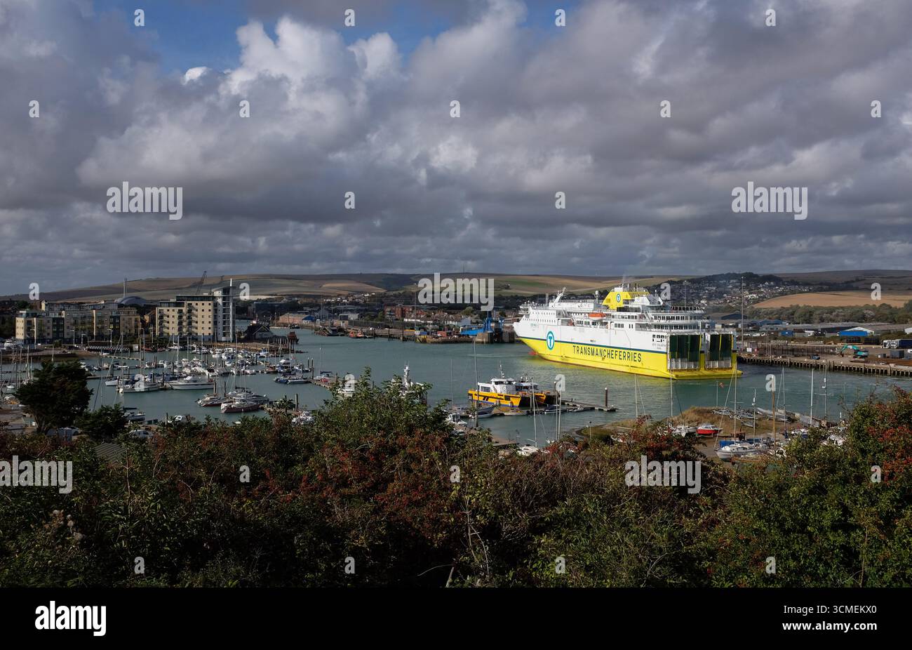 A Transmanche passenger and car ferry Côte d'Albâtre in the port of ...