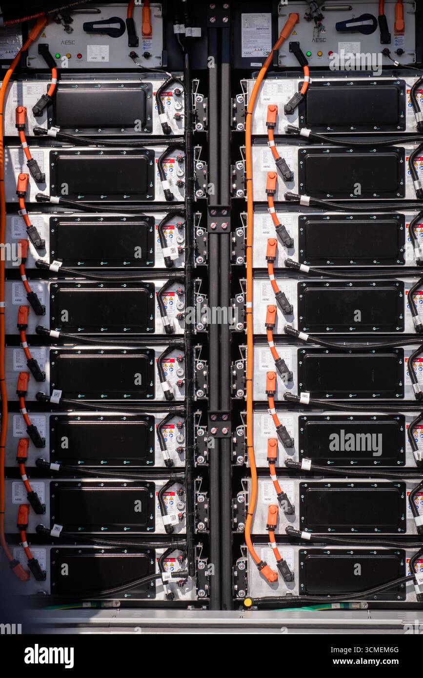 battery cells in a renewable energy storage station Stock Photo - Alamy