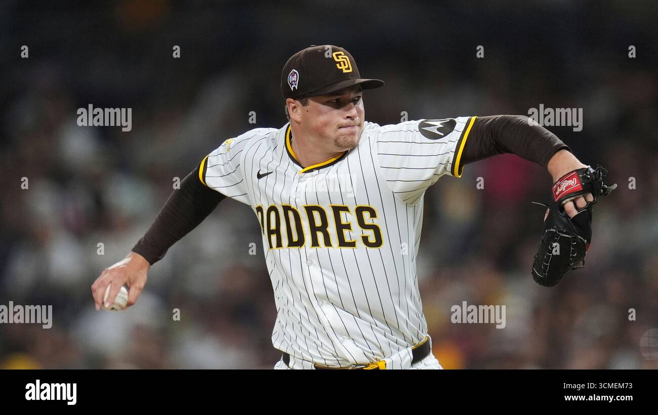 San Diego Padres relief pitcher Mason Miller works against a Colorado ...