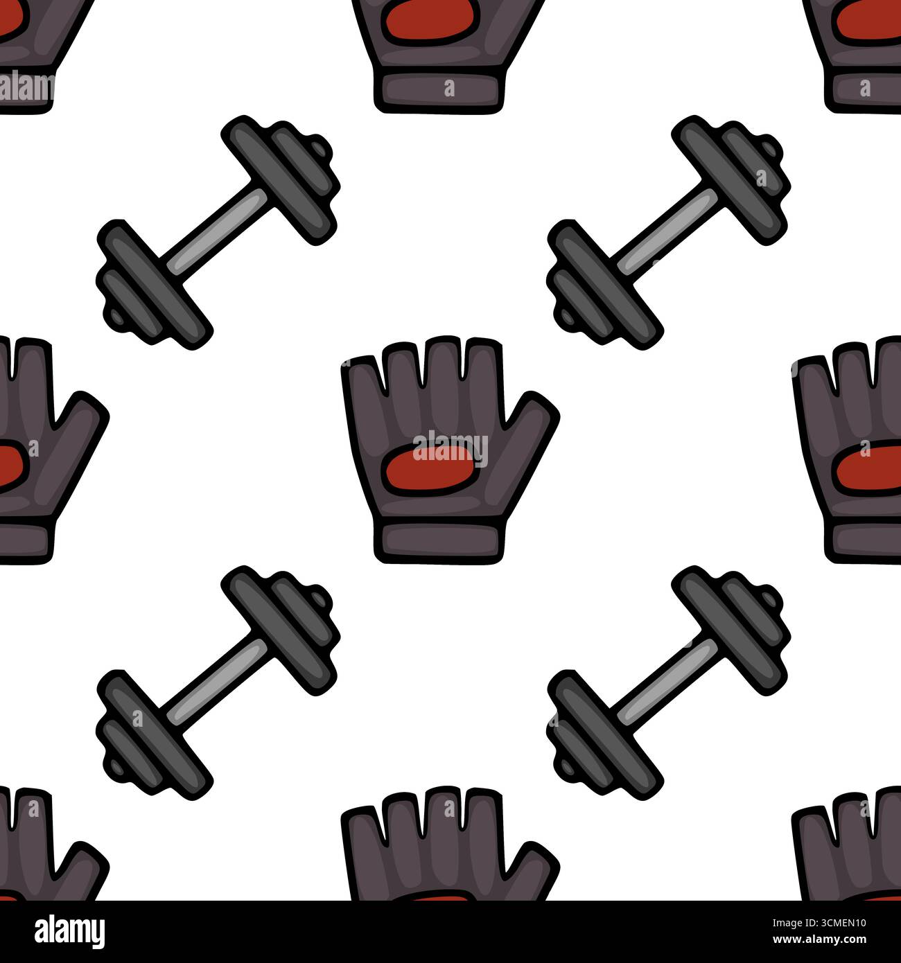 Seamless vector pattern featuring hand-drawn dumbbells and ...