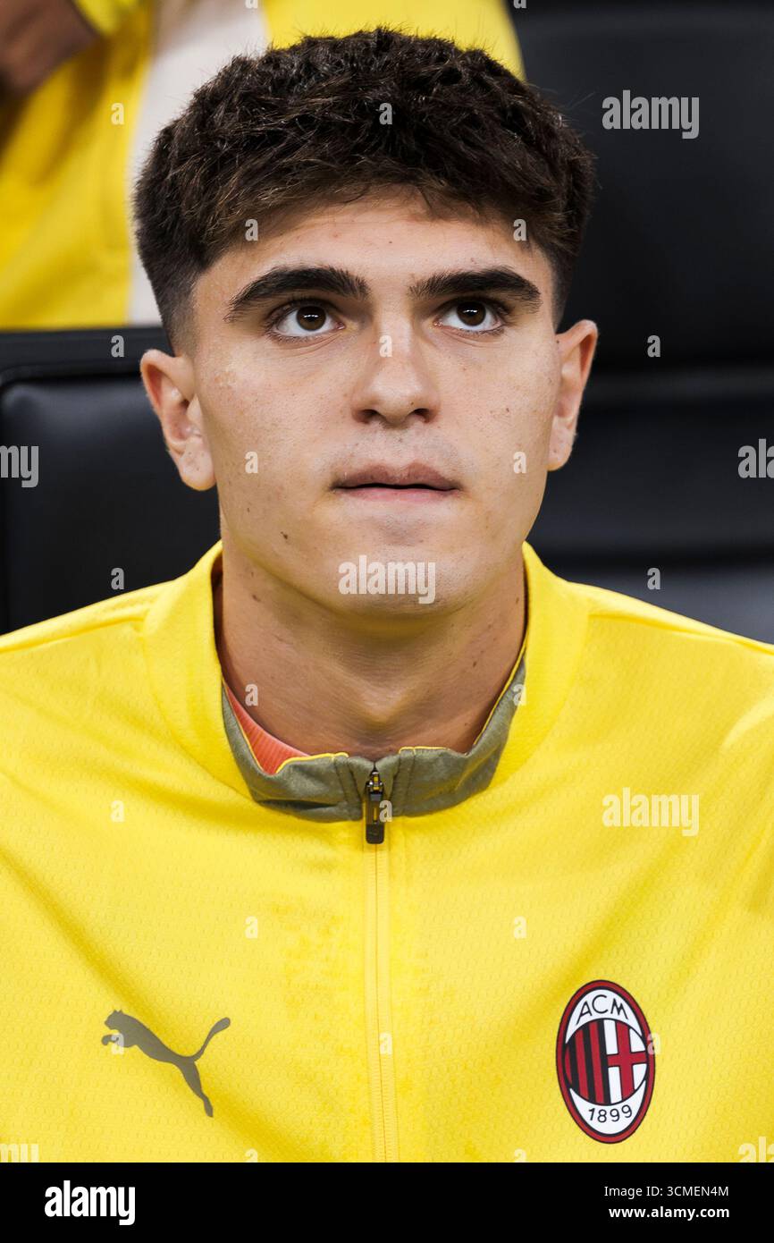 Davide Bartesaghi of AC Milan looks on prior to the Serie A football ...