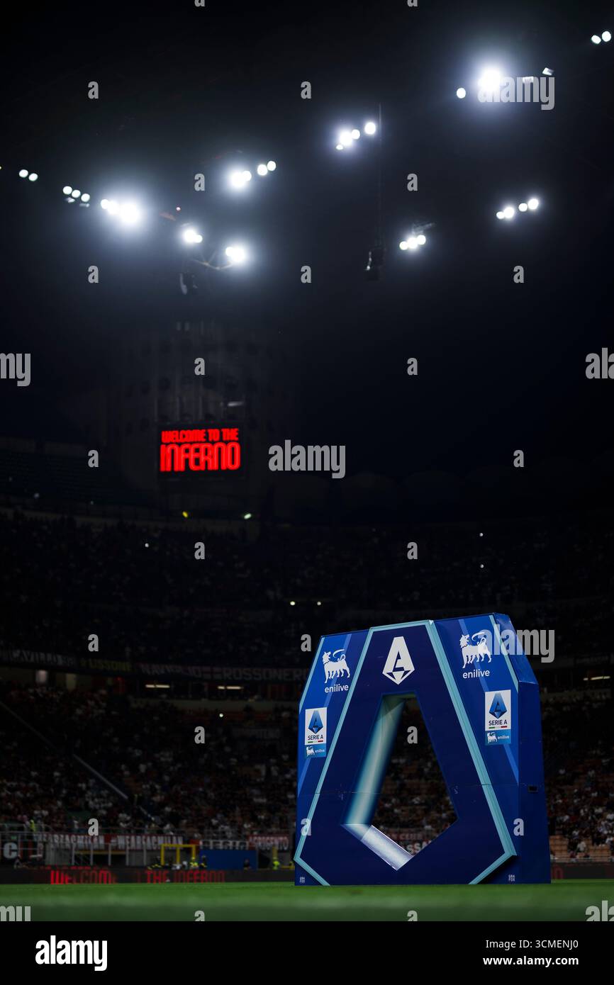 The Serie A archway structure is seen prior to the Serie A football ...