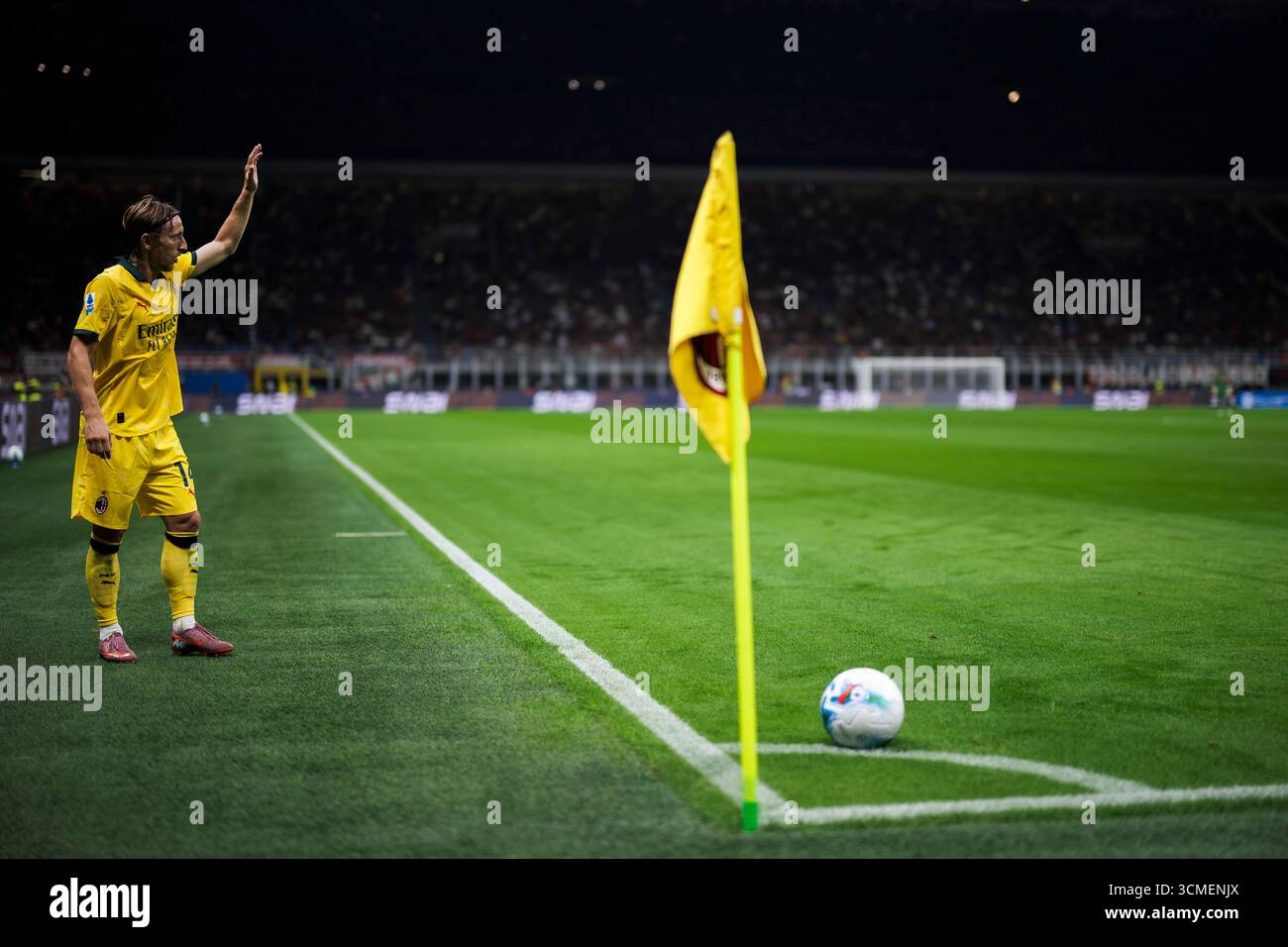Luka Modric of AC Milan prepares to take a corner kick during the Serie ...