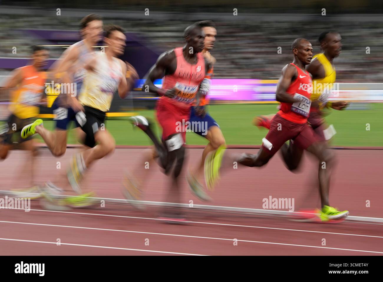 Athletes compete in the men's 800 meters heats at the World Athletics ...