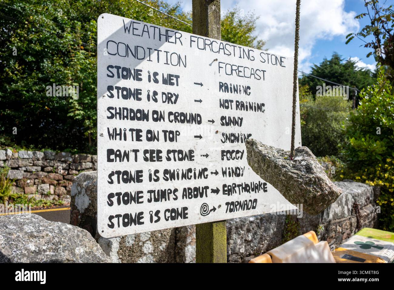 Weather forecasting stone at Dartmoor Prison Museum, Devon, UK Stock ...