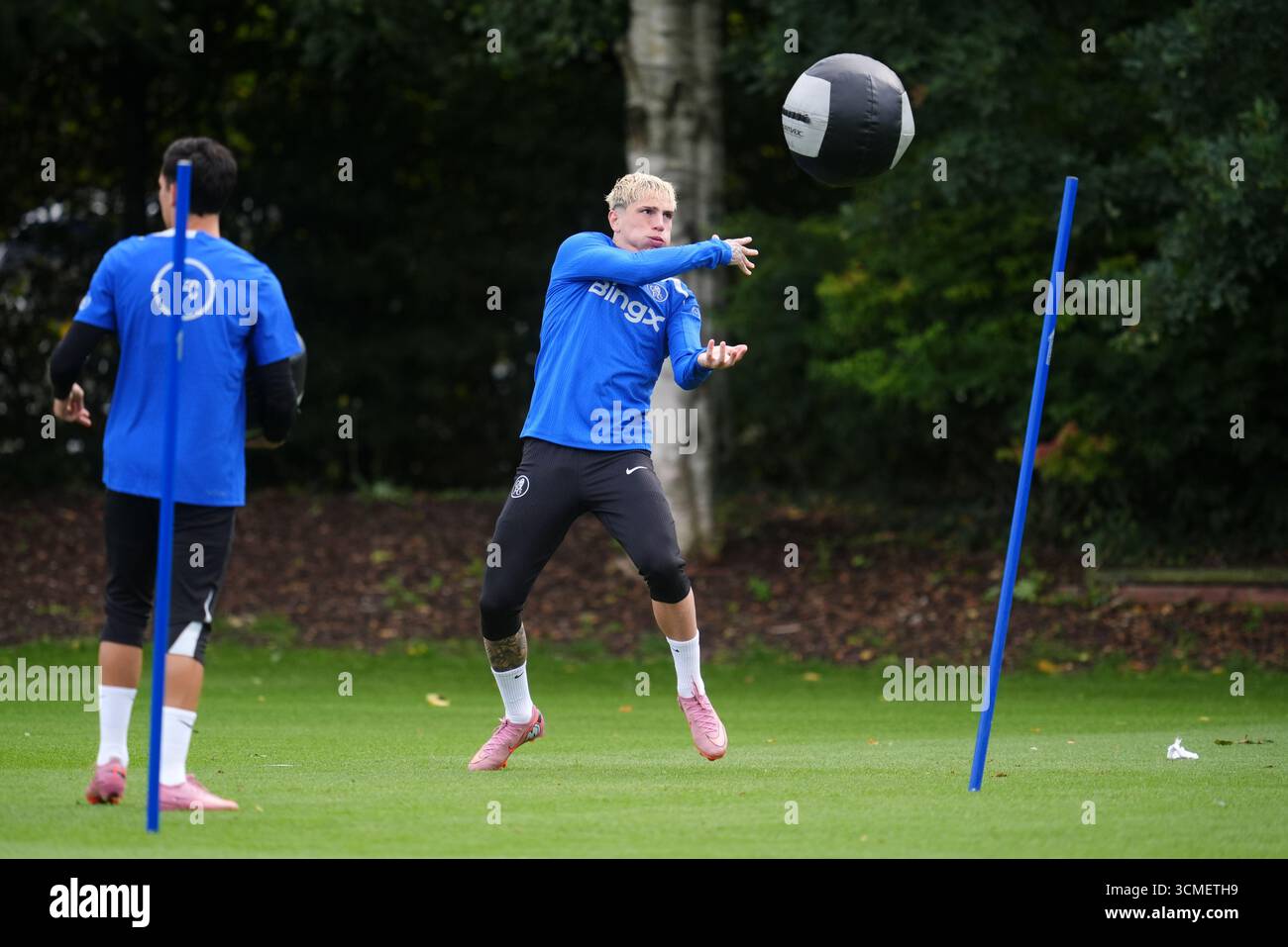Chelsea's Alejandro Garnacho during a training session at Cobham ...