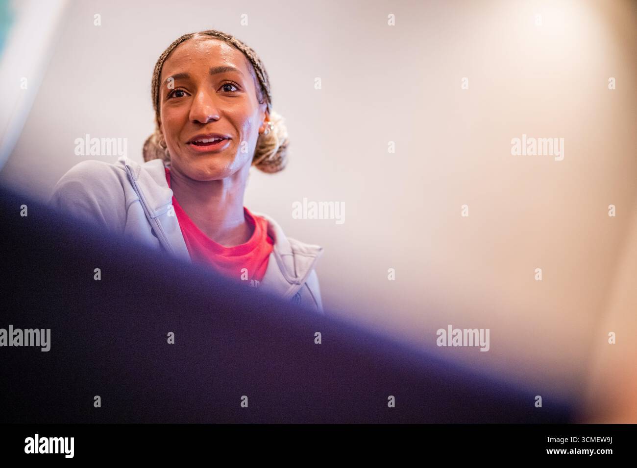 Belgian Nafissatou Nafi Thiam pictured during a press conference at the ...