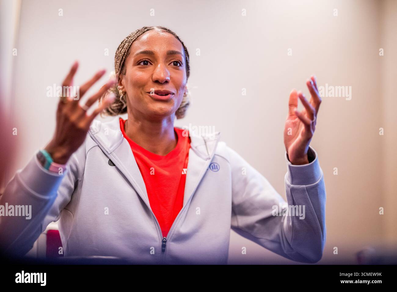 Belgian Nafissatou Nafi Thiam pictured during a press conference at the ...