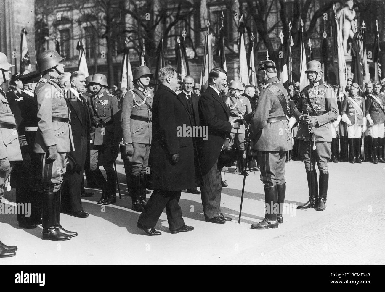 Recently appointed as German chancellor, Adolf Hitler greets President ...