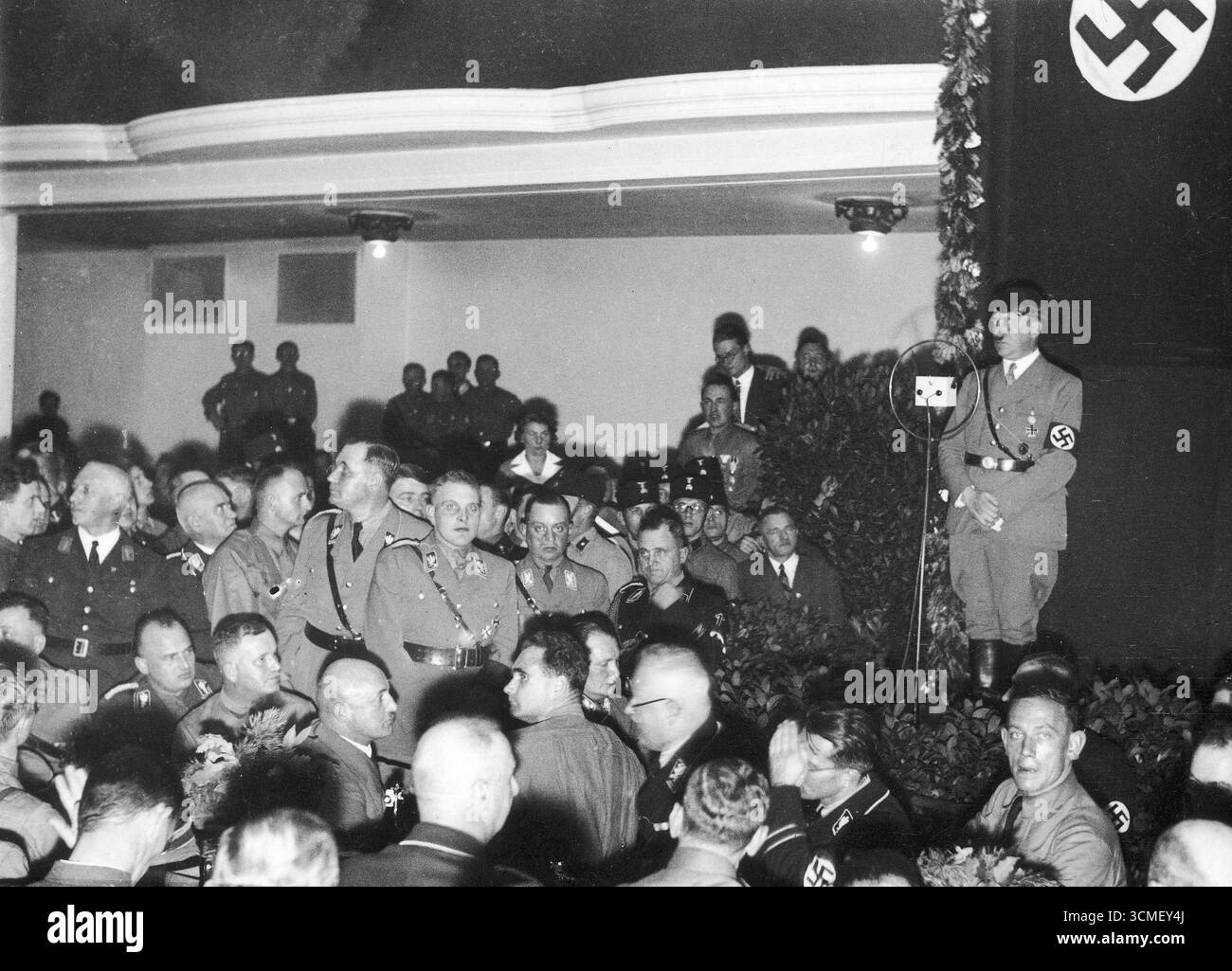 Adolf Hitler speaking at the celebration of the 10th anniversary of the ...