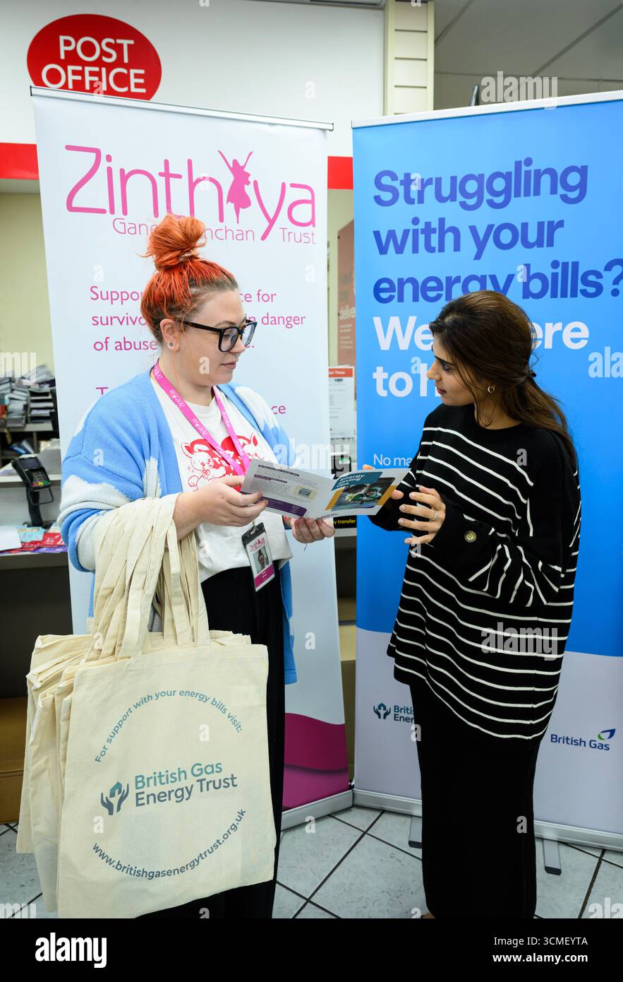 EDITORIAL USE ONLY Maria Bishop (left) of the Zinthyia Trust engages ...