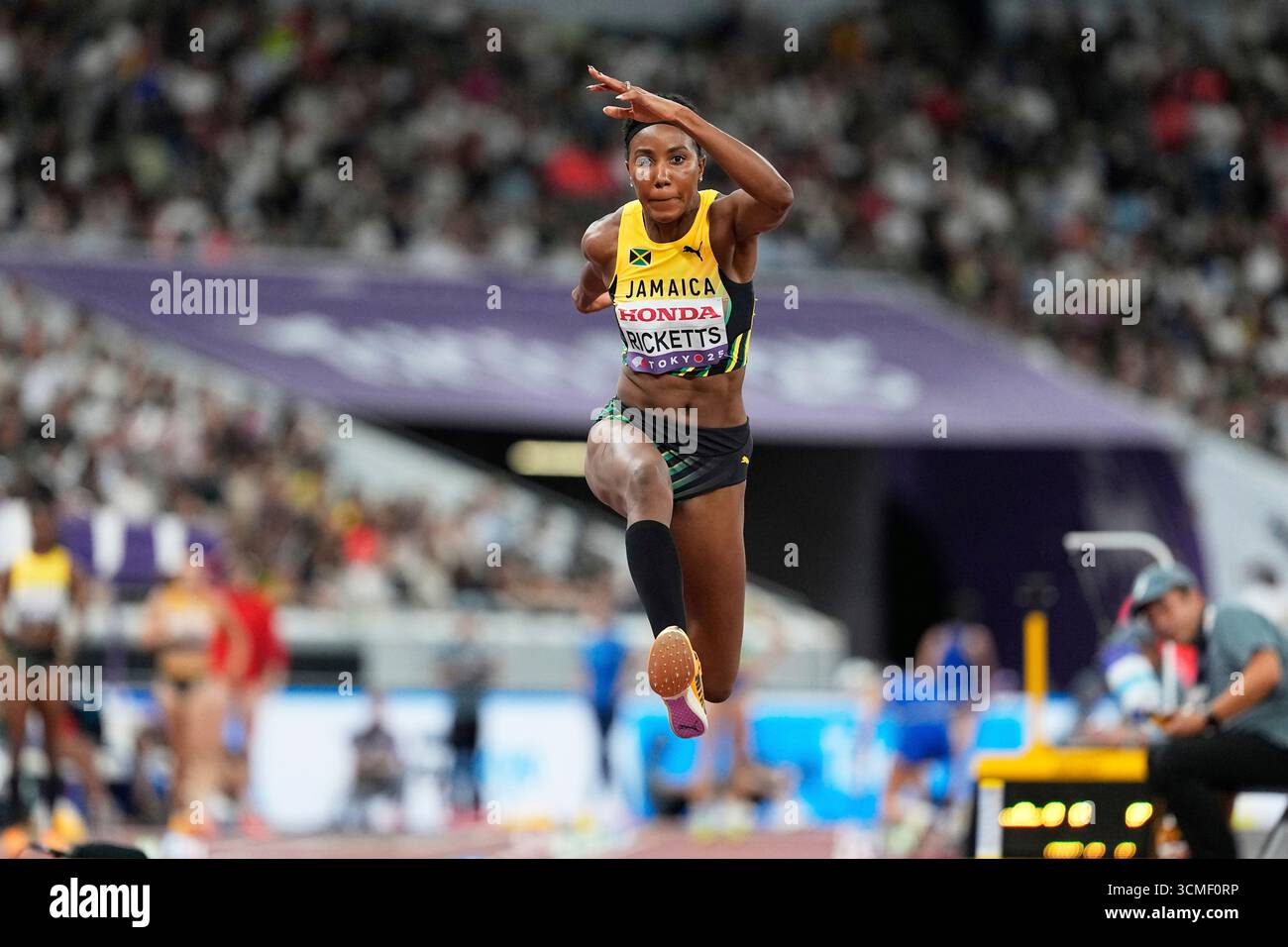 Jamaica's Shanieka Ricketts makes an attempt in the women's triple jump ...