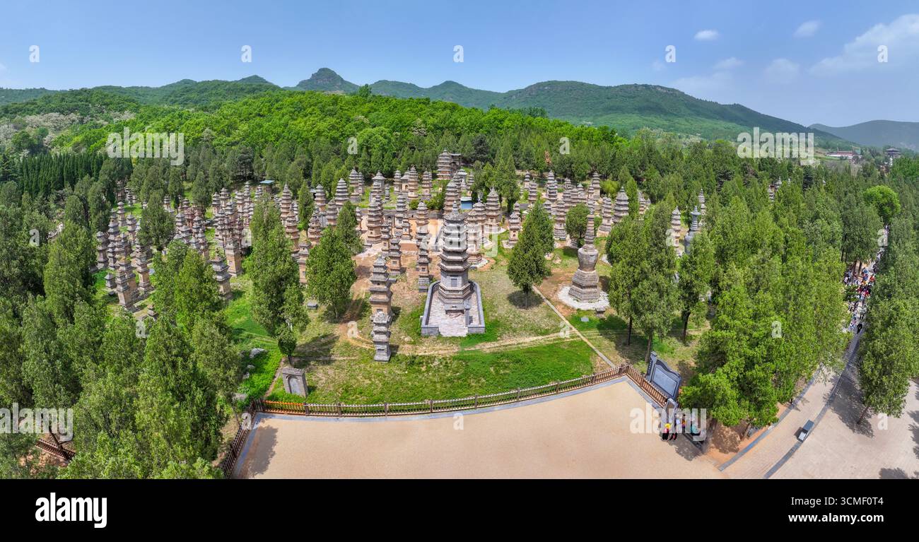 Aerial photography of Shaolin Temple in Shaoshi Mountain, Dengfeng City ...