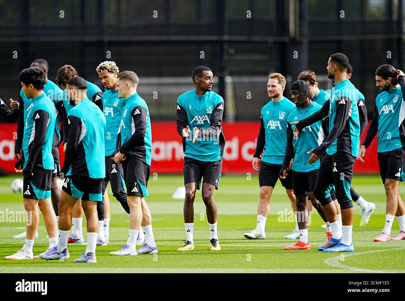 Liverpool's Alexander Isak (centre) during a training session at the ...