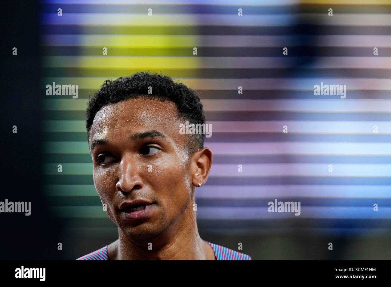 United States' Donavan Brazier leaves the track after finishing a men's ...