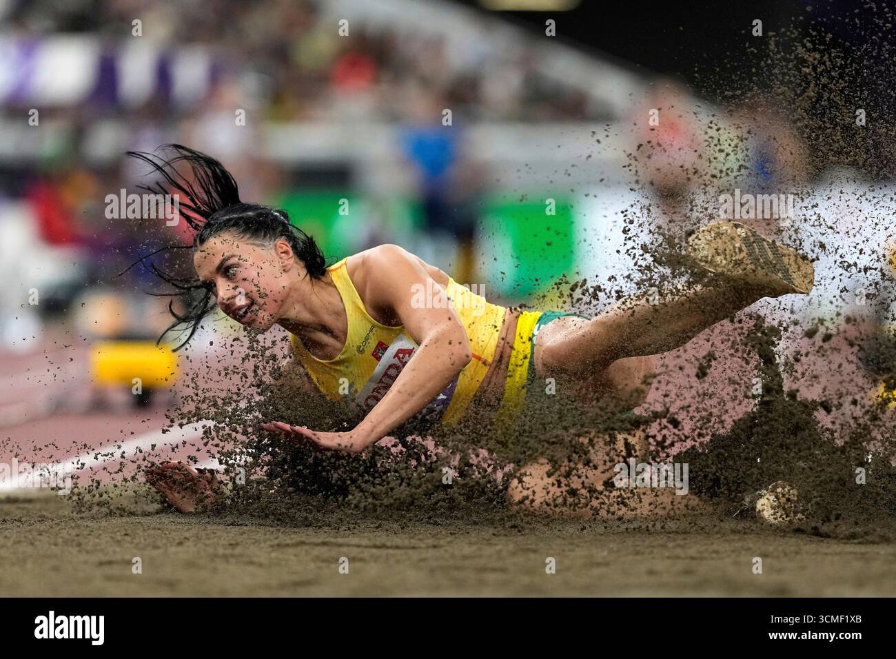 Lithuania's Dovile Kilty makes an attempt in the women's triple jump ...